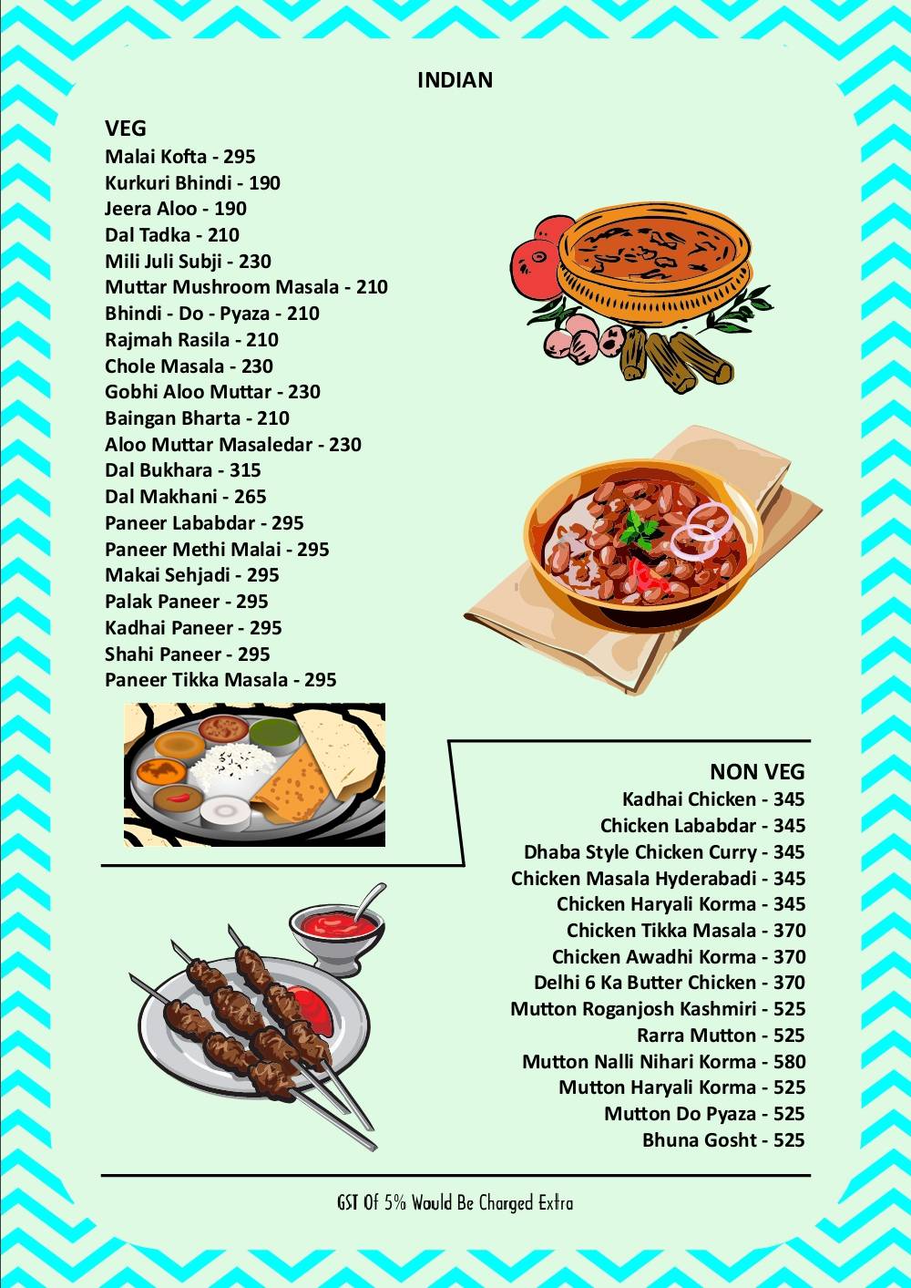 Menu at One Calangute, Goa, Calangute