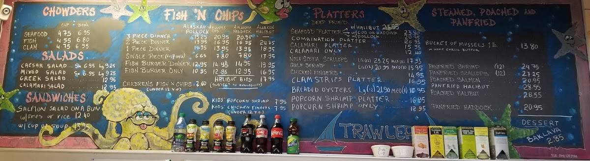 Menu at Trawler's Seafood Kitchen restaurant, Calgary