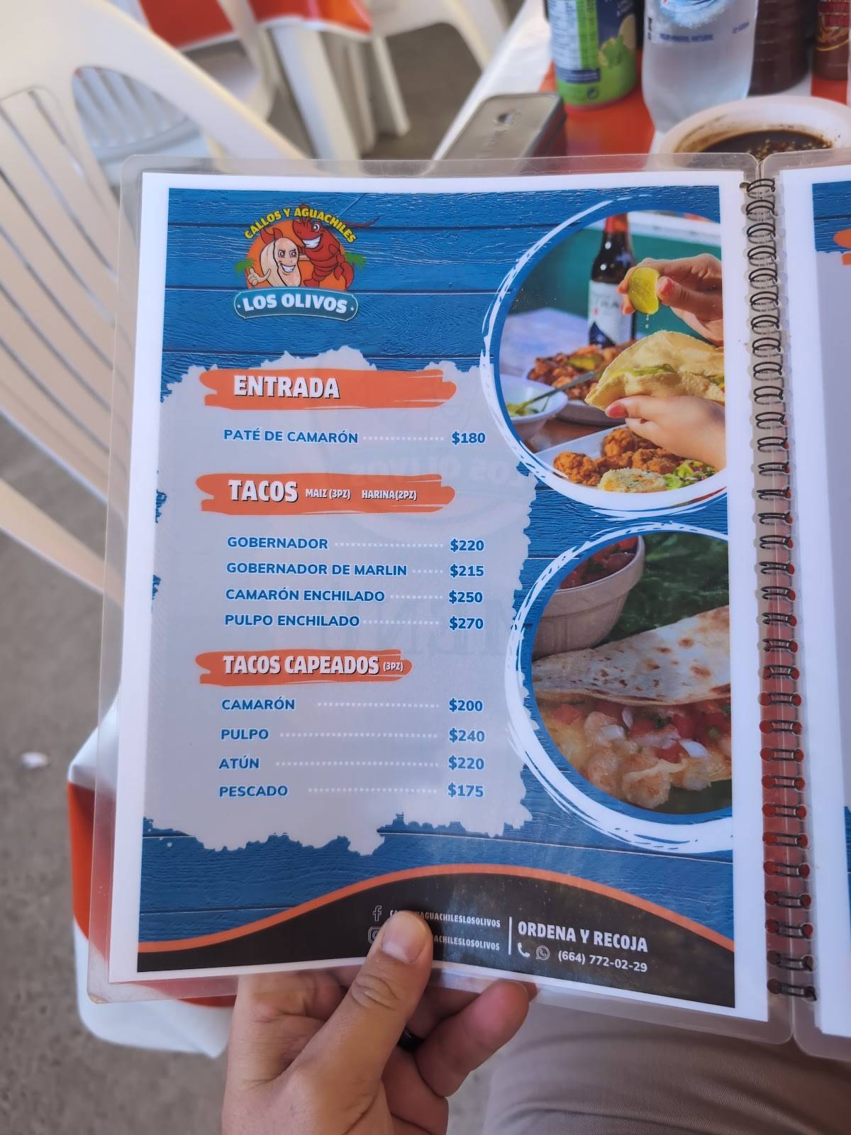 Carta del restaurante Callos y aguachiles los olivos, Tijuana