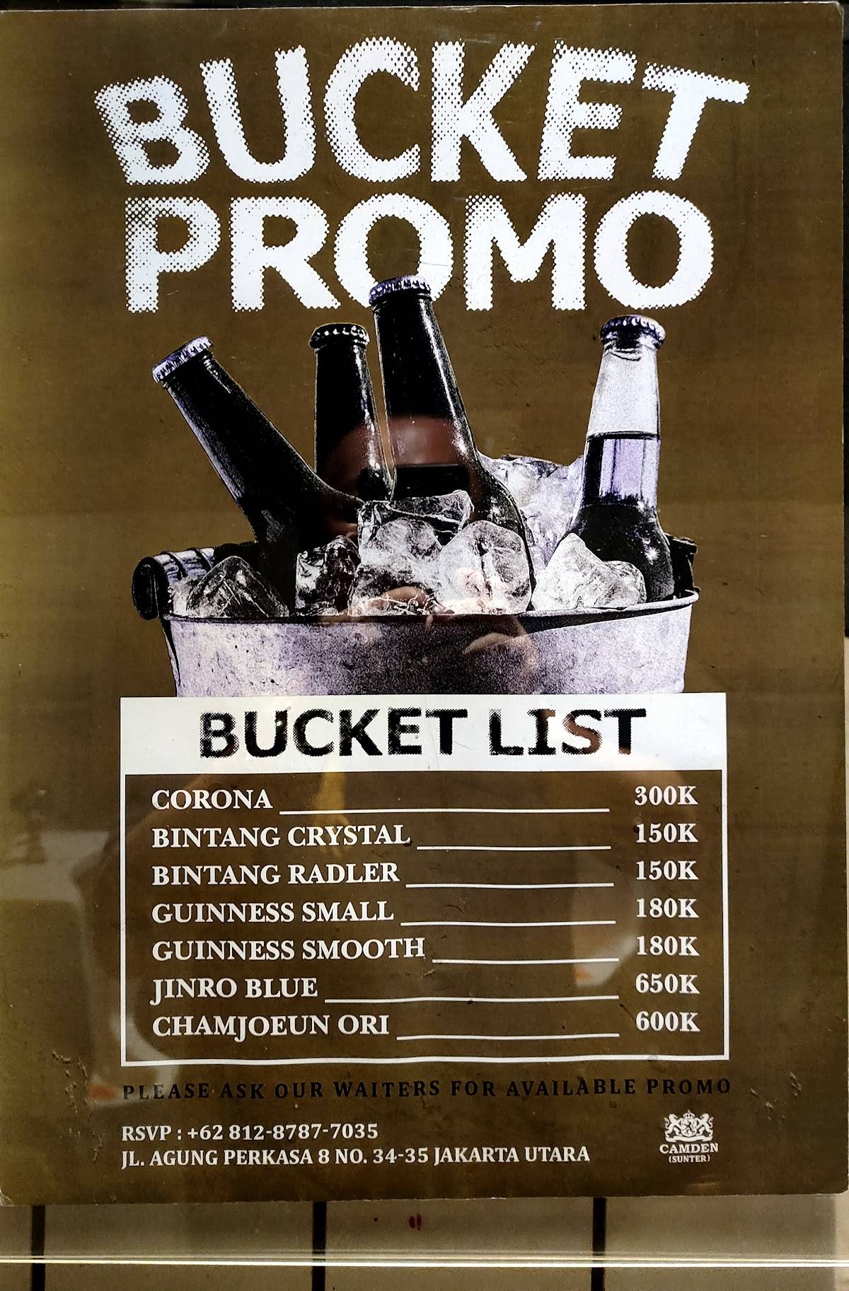 Menu at Camden Sunter pub & bar, North Jakarta