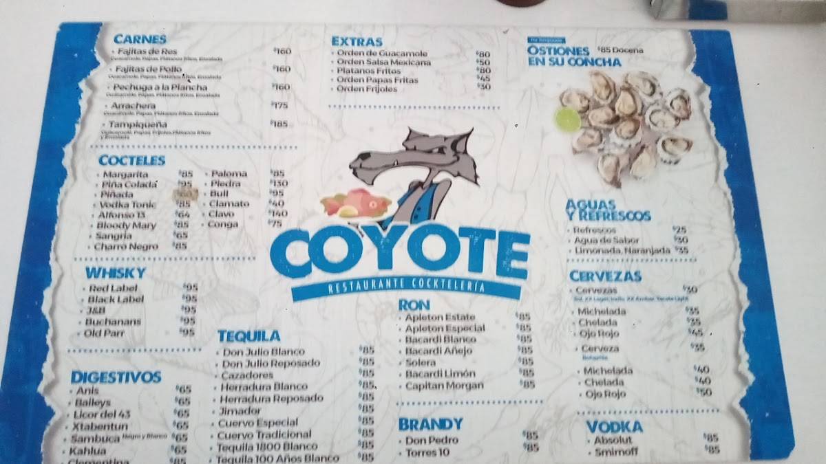 Carta del restaurante El Coyote ll, Cancún, Calle 80 SM 233