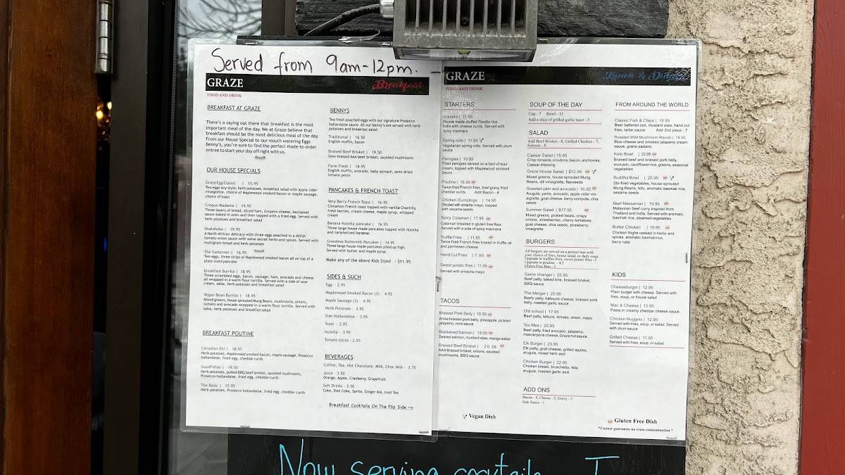 Menu at Graze Food & Drink pub & bar, Canmore