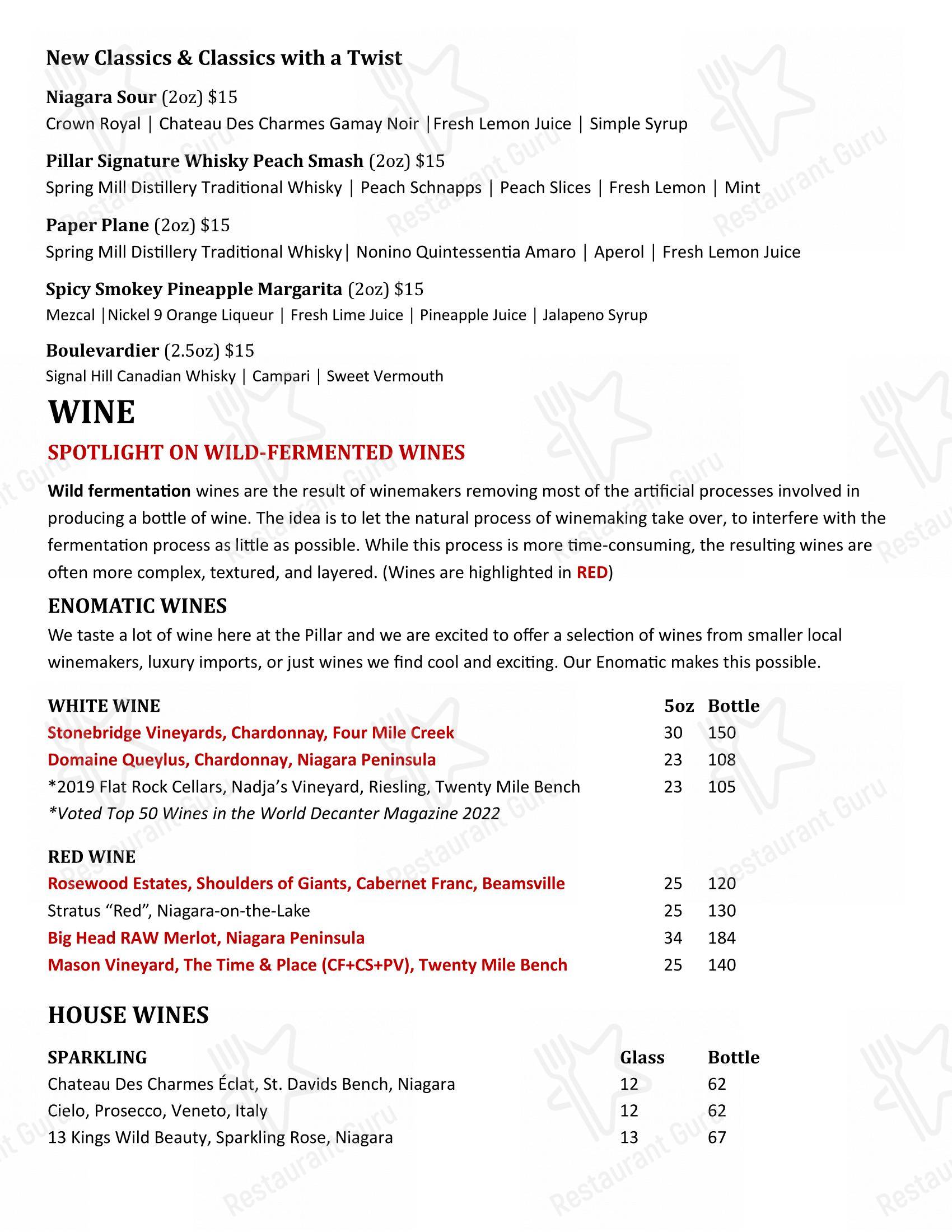 Menu au Cannery Restaurant, Niagara-on-the-Lake