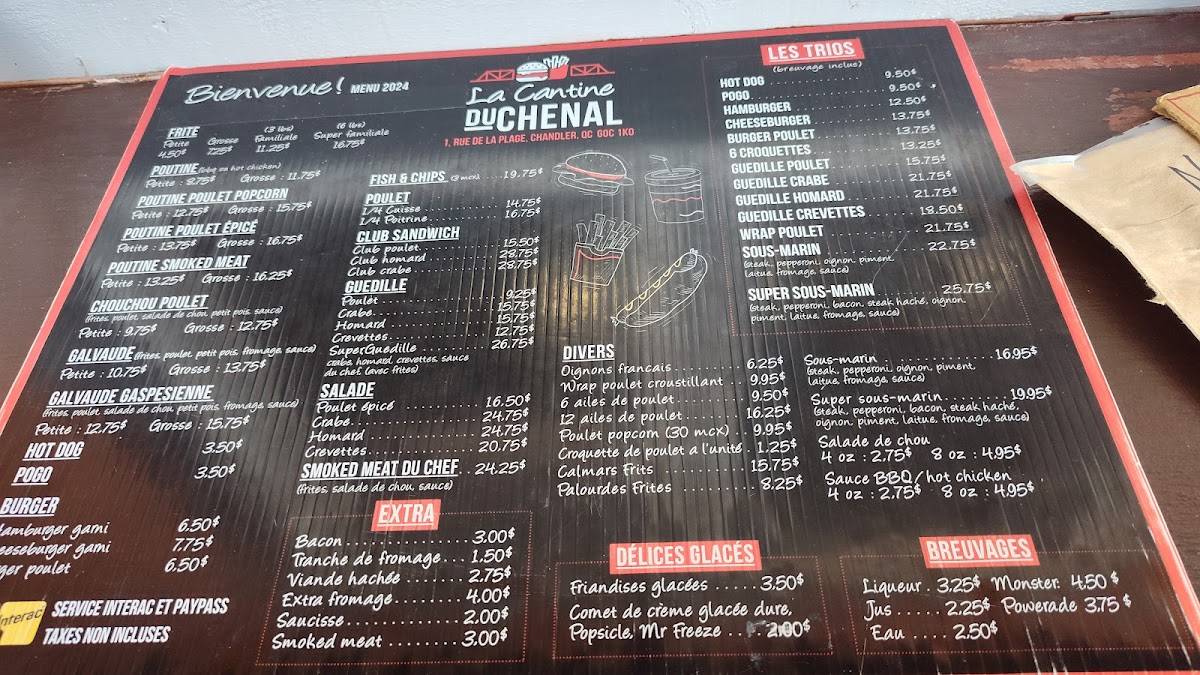 Menu au Cantine du Chenal fast food, Chandler