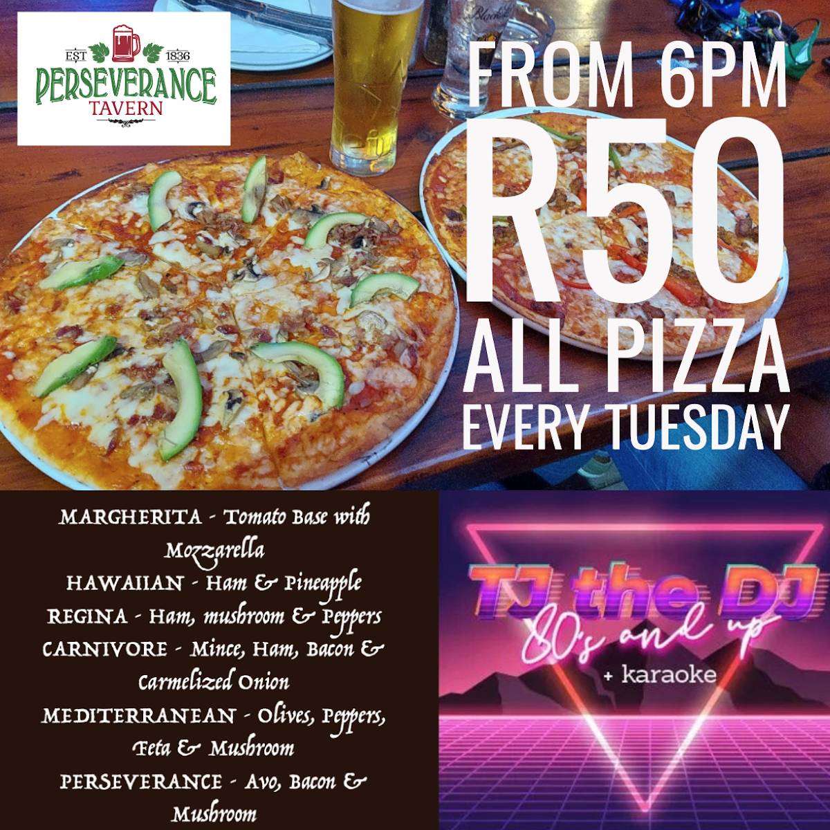 Menu at Perseverance Tavern pub & bar, Cape Town