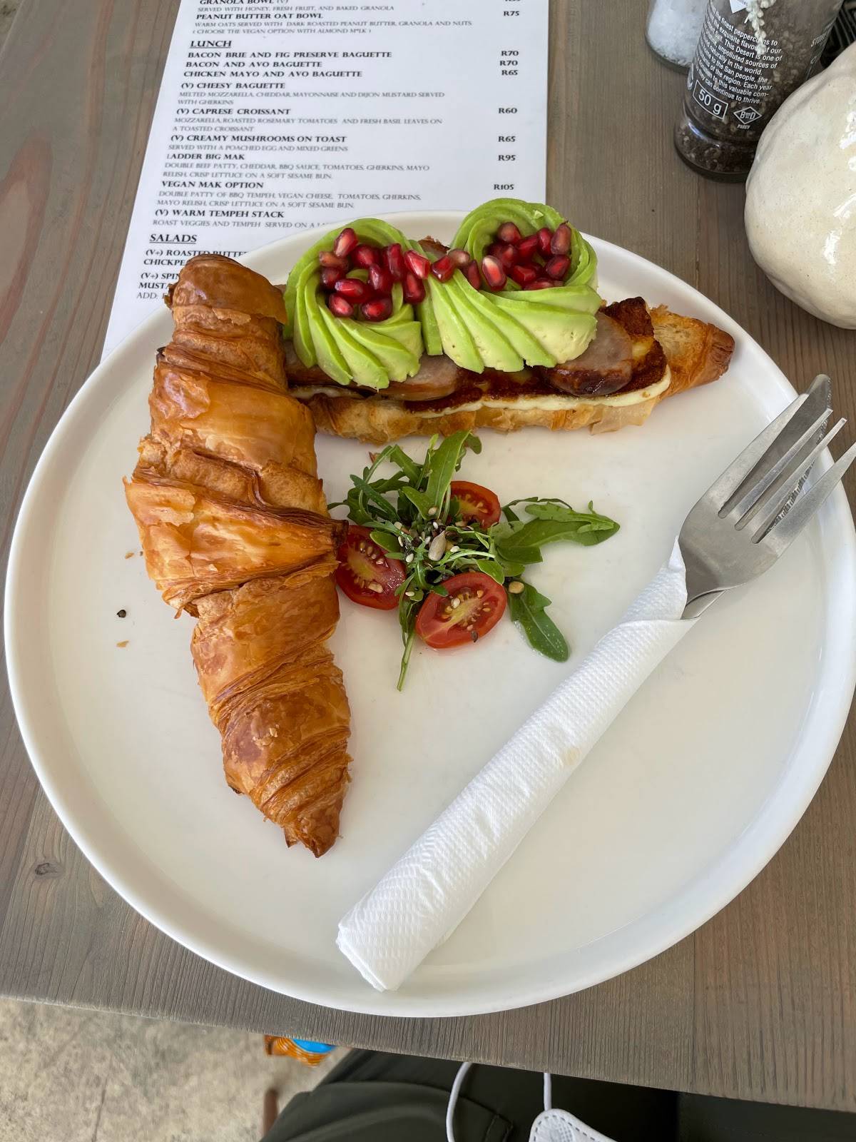 Menu at The Ladder cafe, Cape Town