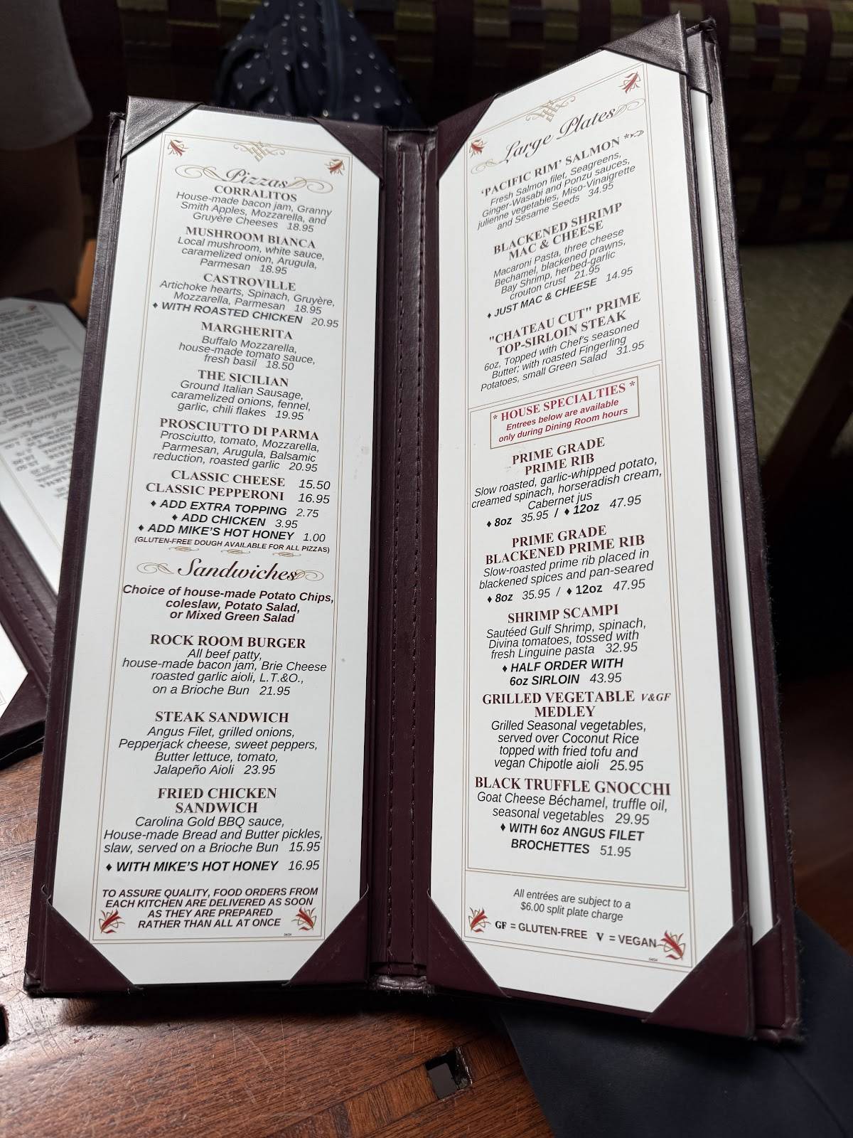 Menu at Shadowbrook Restaurant, Capitola