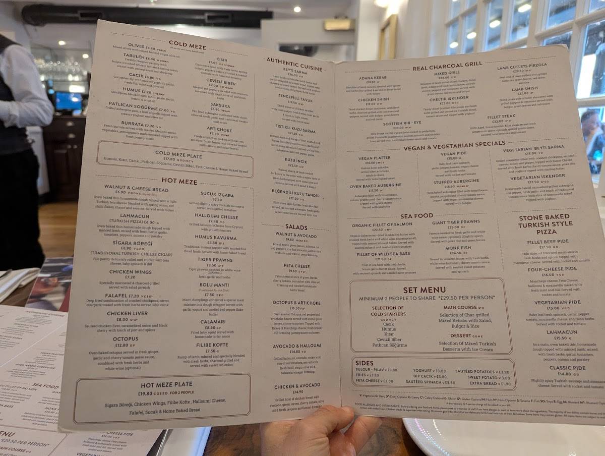 Menu at Cappadocia Restaurant, Epsom
