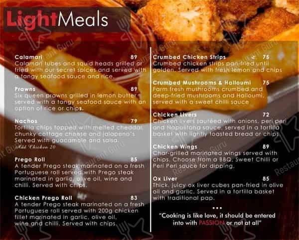 Menu at CAPPELLO NEWTOWN restaurant, Johannesburg, Newtown Junction