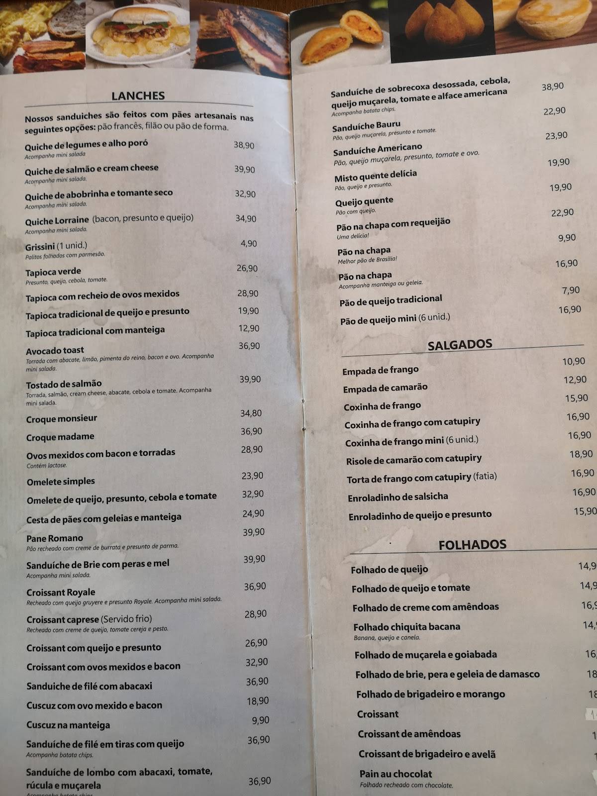 Menu em Cappuccino Bistrô & Café, Brasília