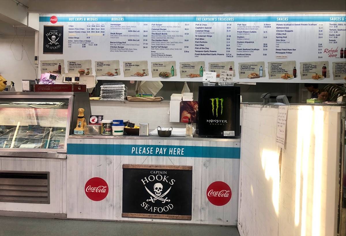Menu at Captain Hook's Seafood restaurant, Tugun