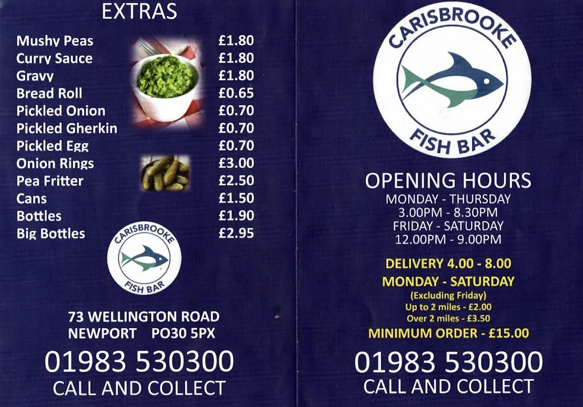 Menu at Carisbrooke Fish Bar, Newport