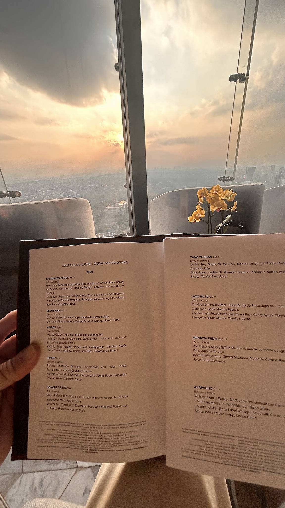 Carta del restaurante Carlotta Reforma, Ciudad del México