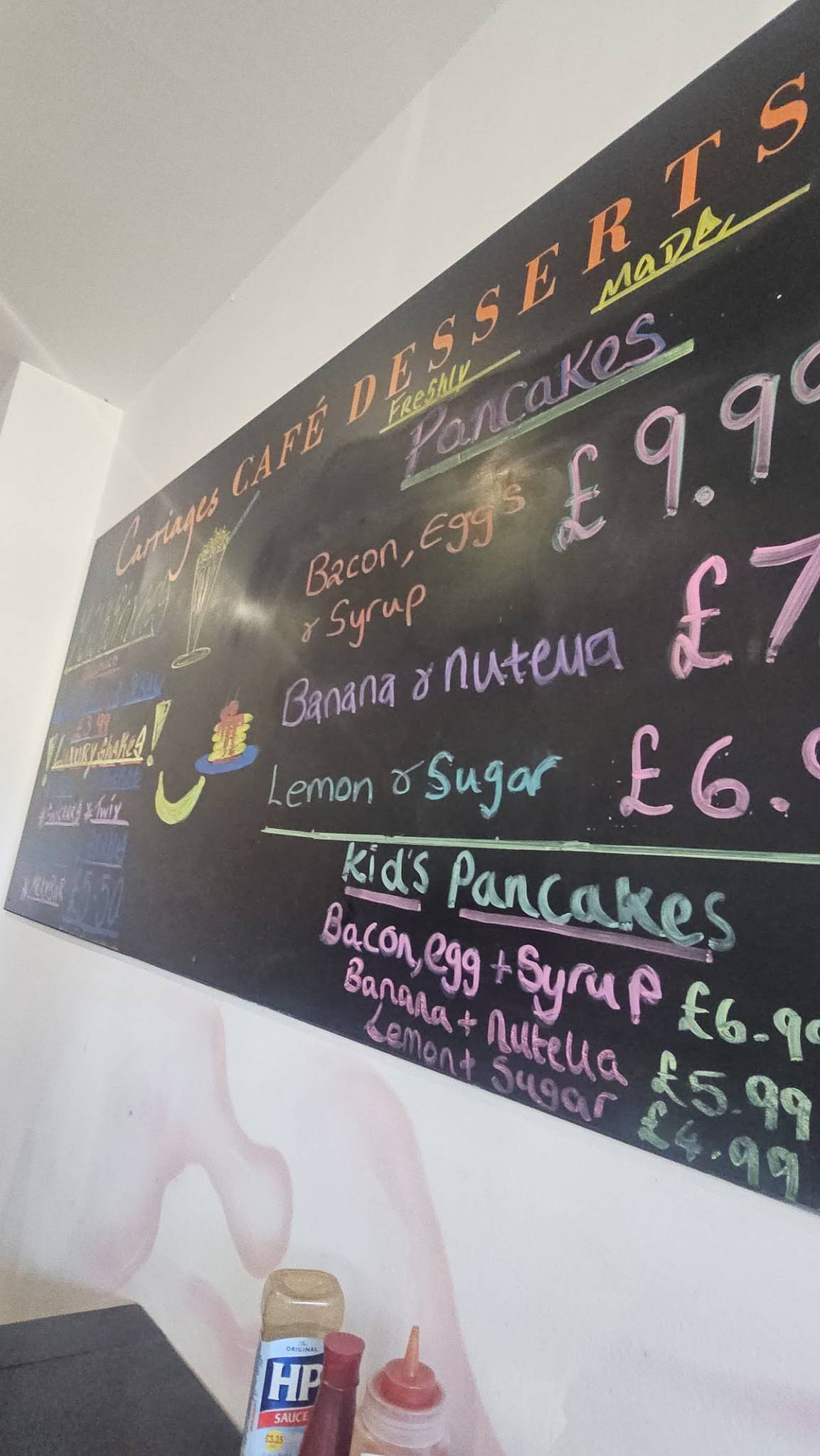 Menu at Carriages Cafe, Aldershot