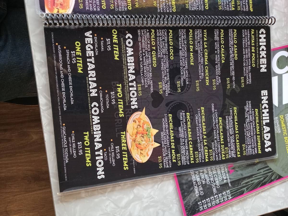 Menu at Casa Calaca restaurant, Salida