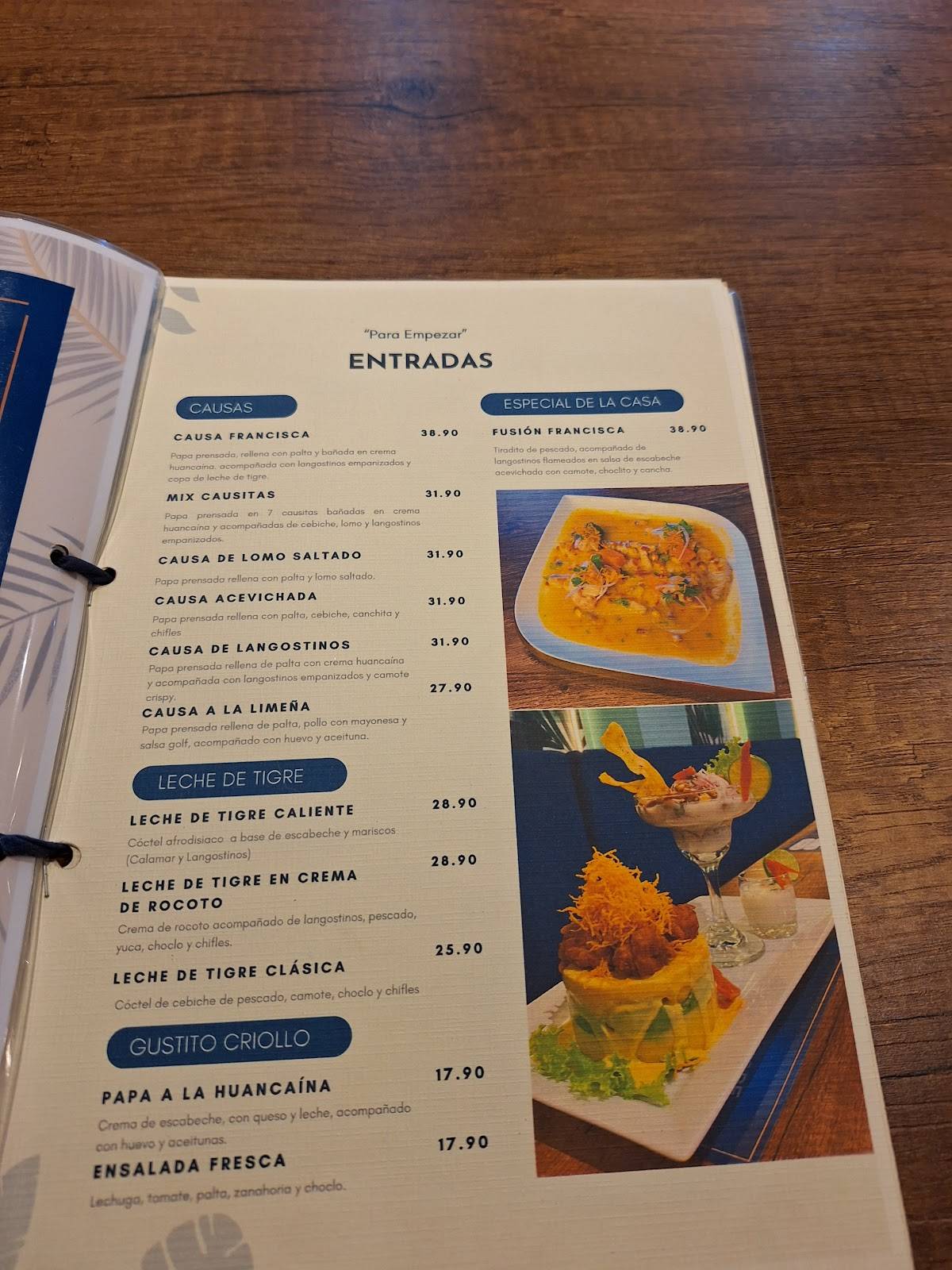 Carta de Casa Francisca Restaurante, Trujillo