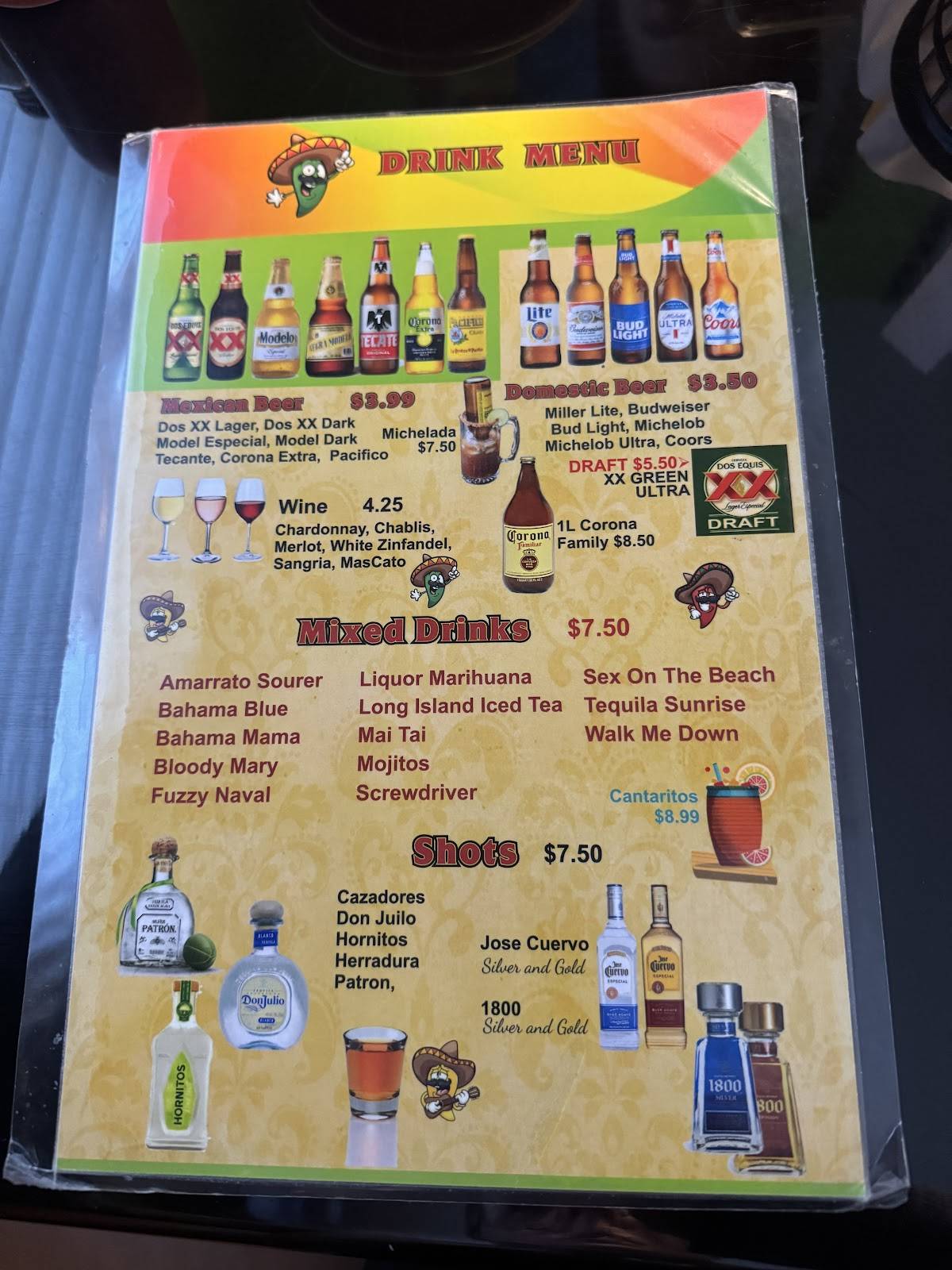 Menu at Casa Gutierrez restaurant, Grove