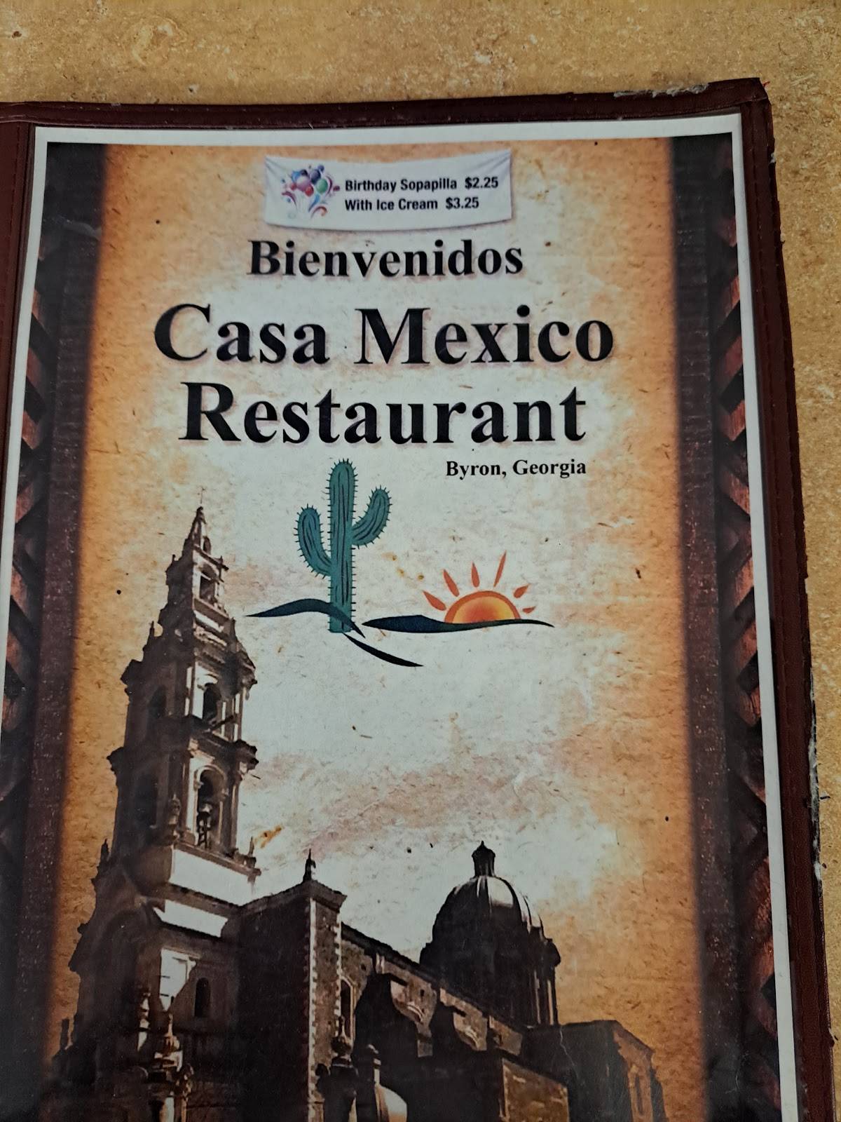 Menu at Casa Mexico restaurant, Byron