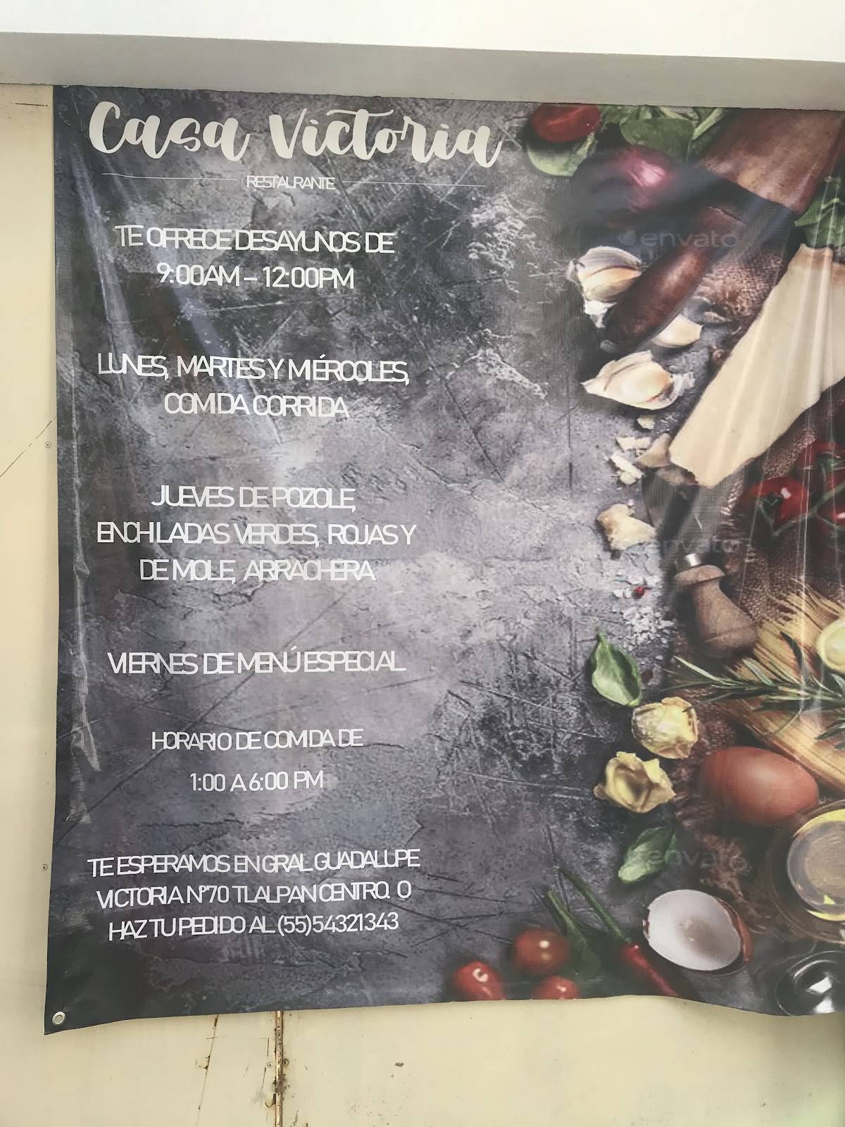 Carta del restaurante Casa Victoria, Ciudad del México, Guadalupe ...