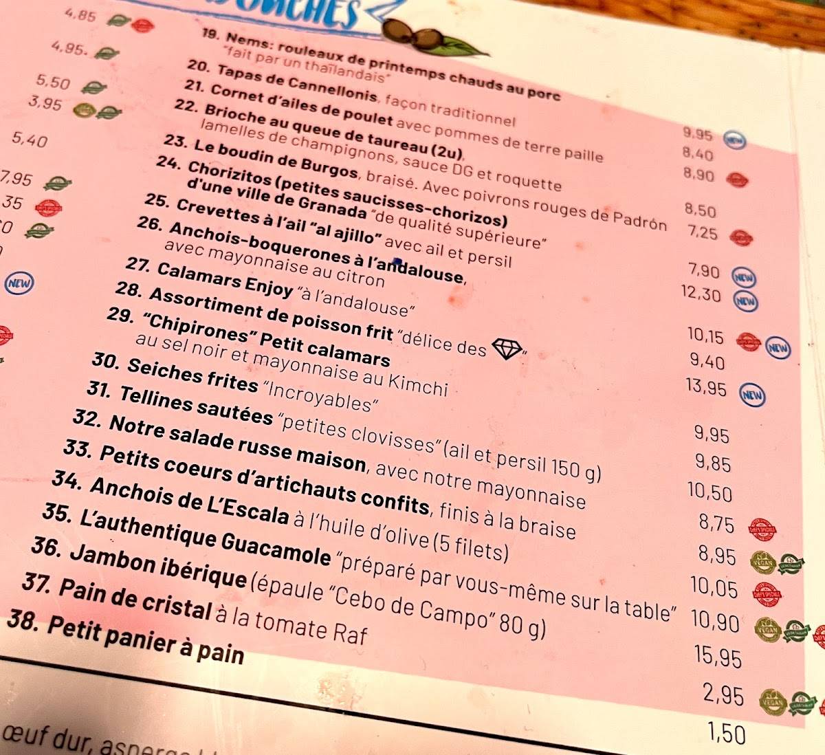 Carta del restaurante Enjoy It Girona, Playa del Aro