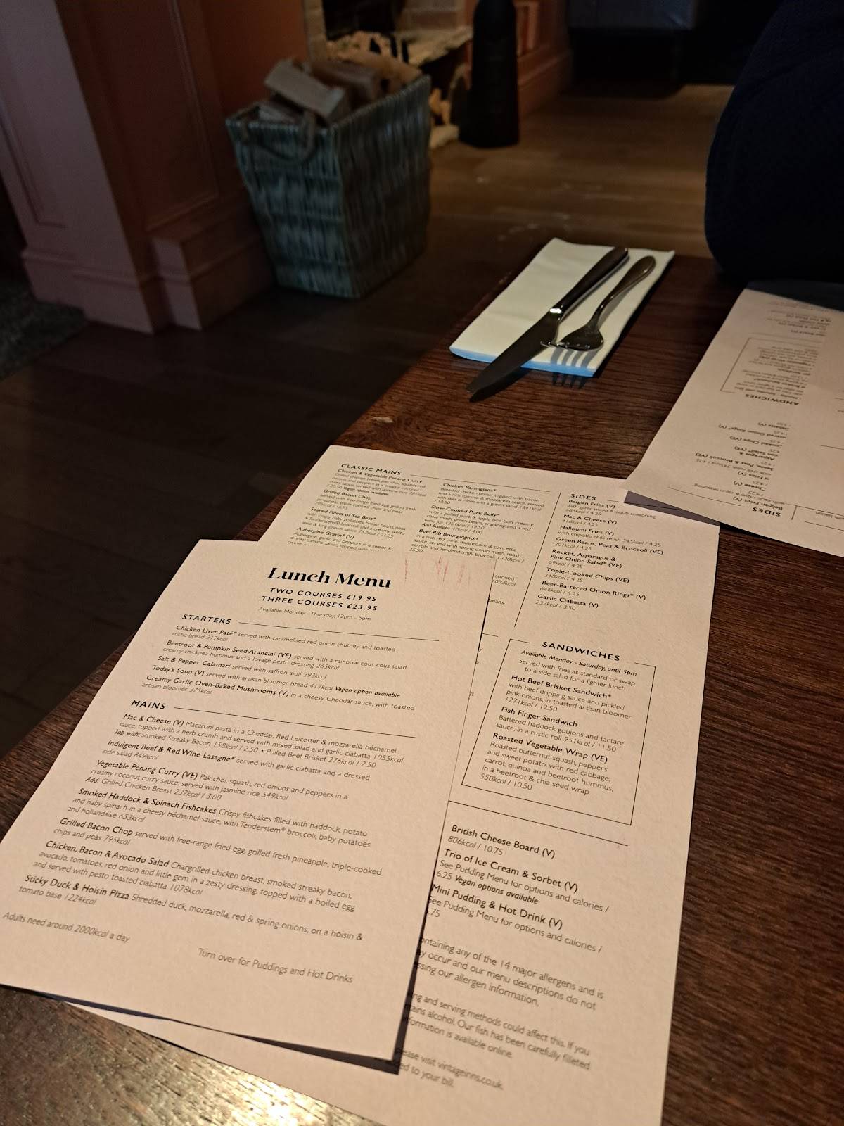 Menu at Cat & Fiddle Hinton Admiral restaurant, Christchurch, Lyndhurst Rd