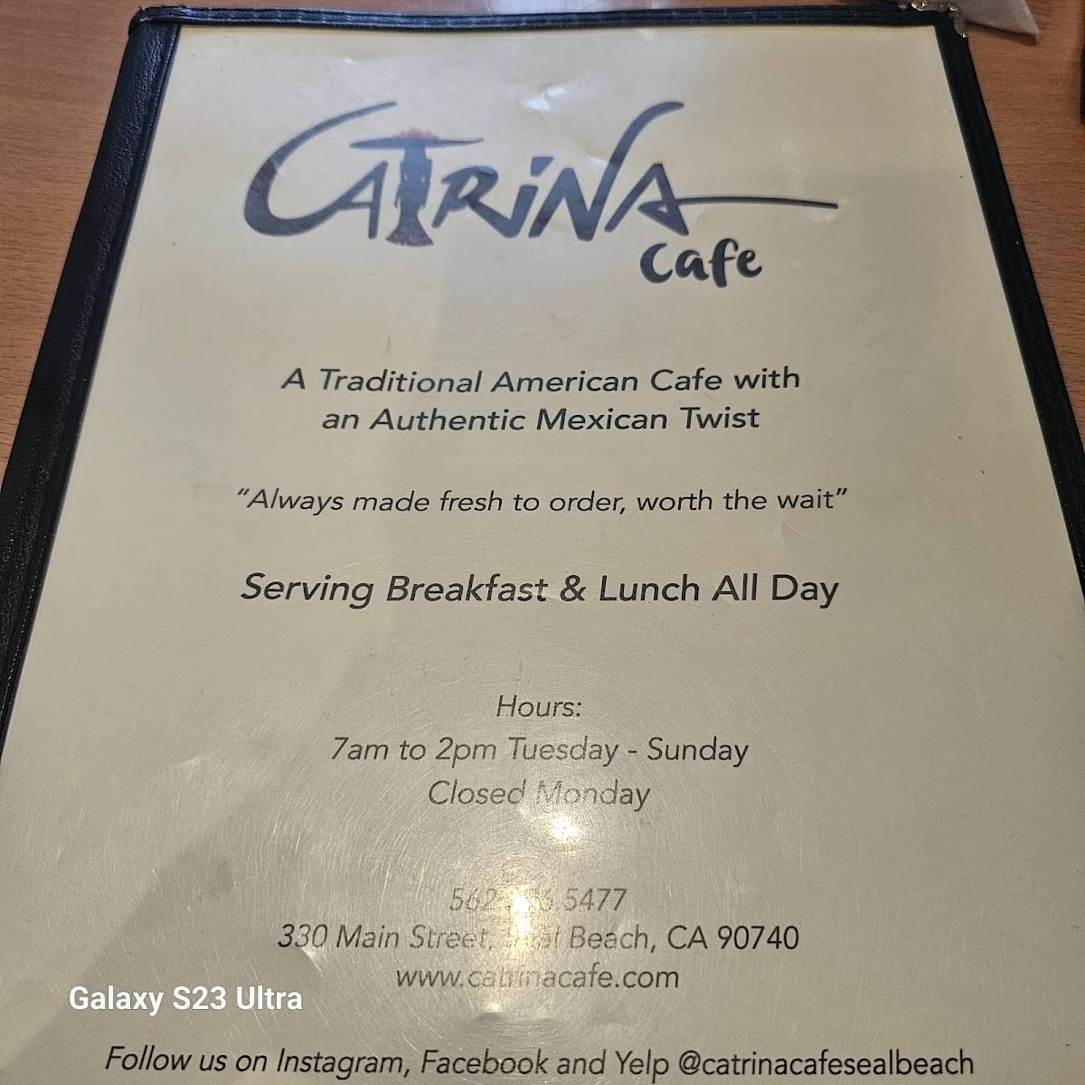 Menu at Catrina Cafe, Seal Beach
