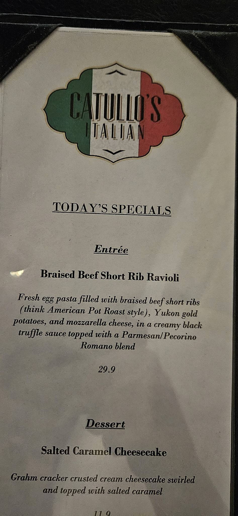 Menu at Catullo’s Italian pub & bar, Jacksonville, -2 San Pablo Rd S