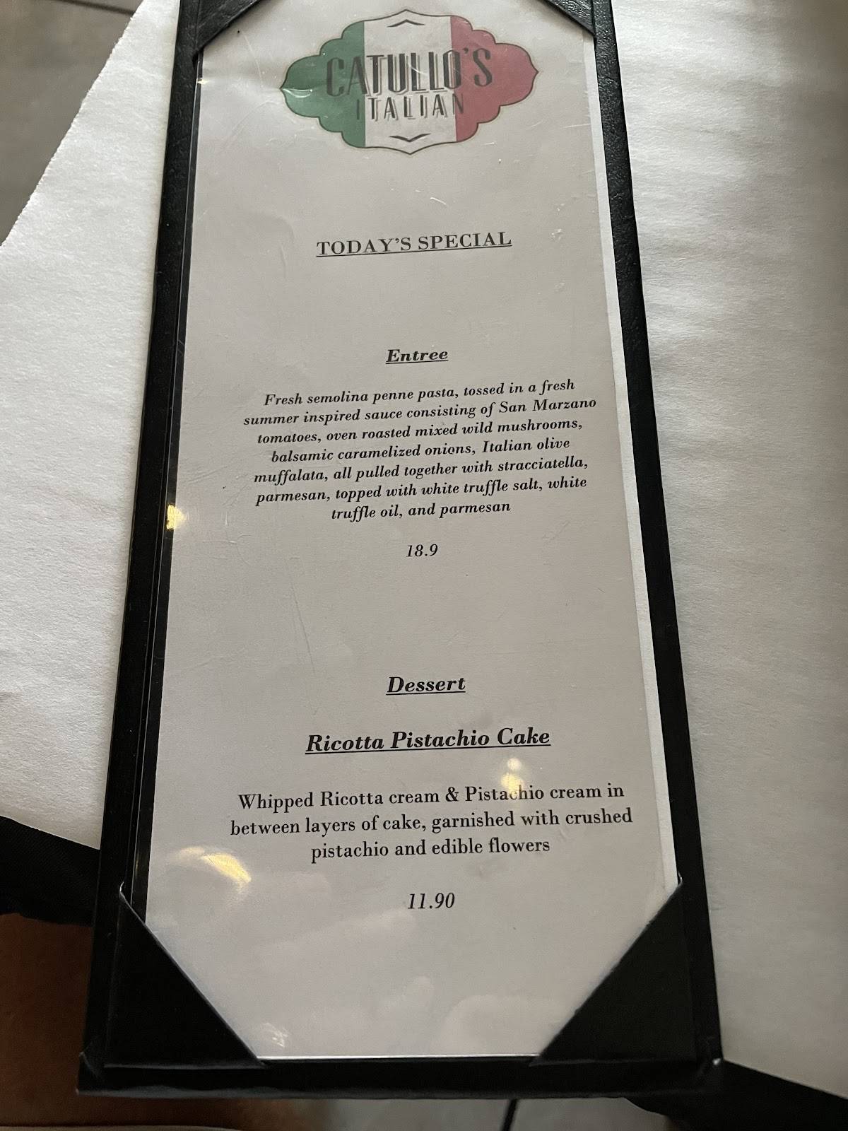 Menu at Catullo’s Italian pub & bar, Jacksonville, -2 San Pablo Rd S