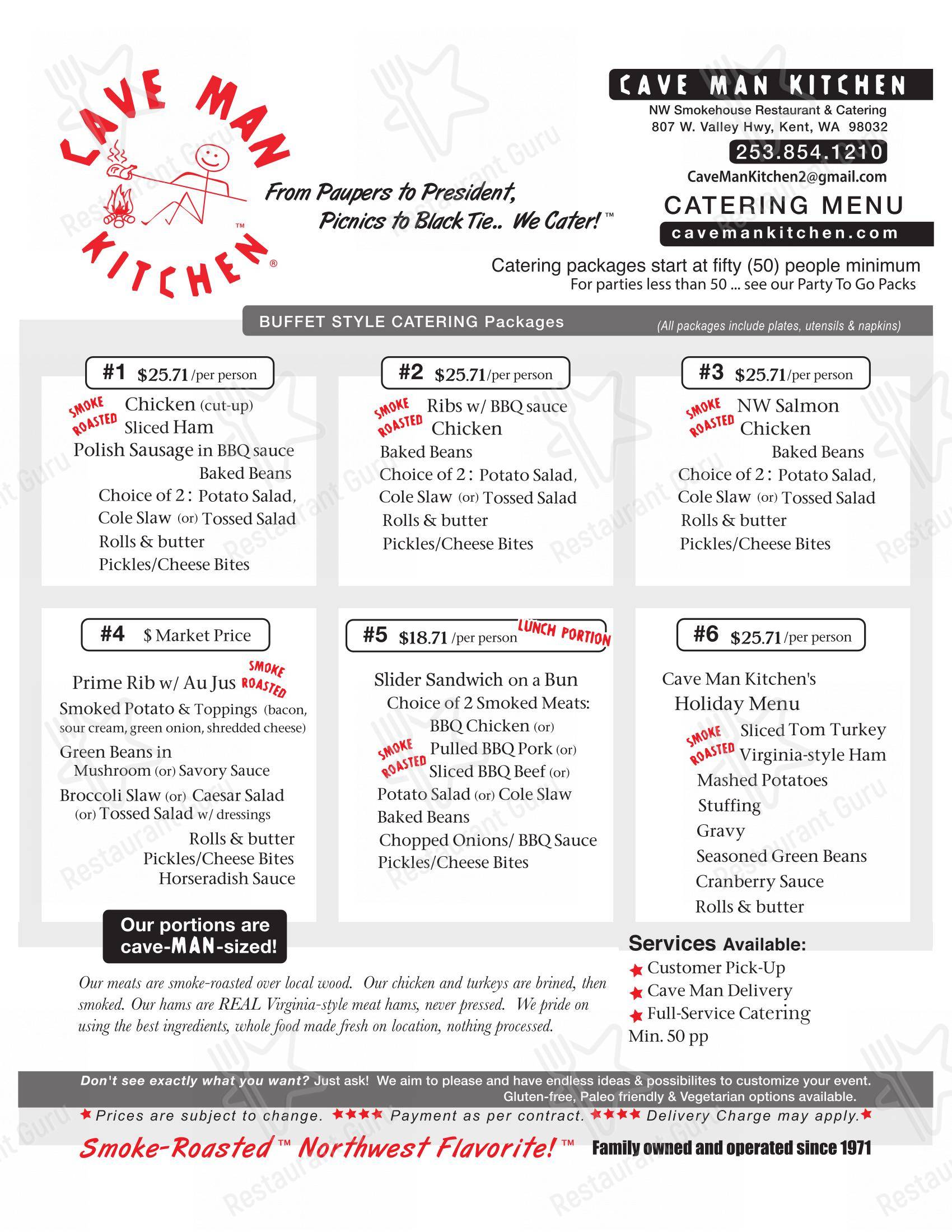 Menu at CaveMan Kitchen BBQ, Kent