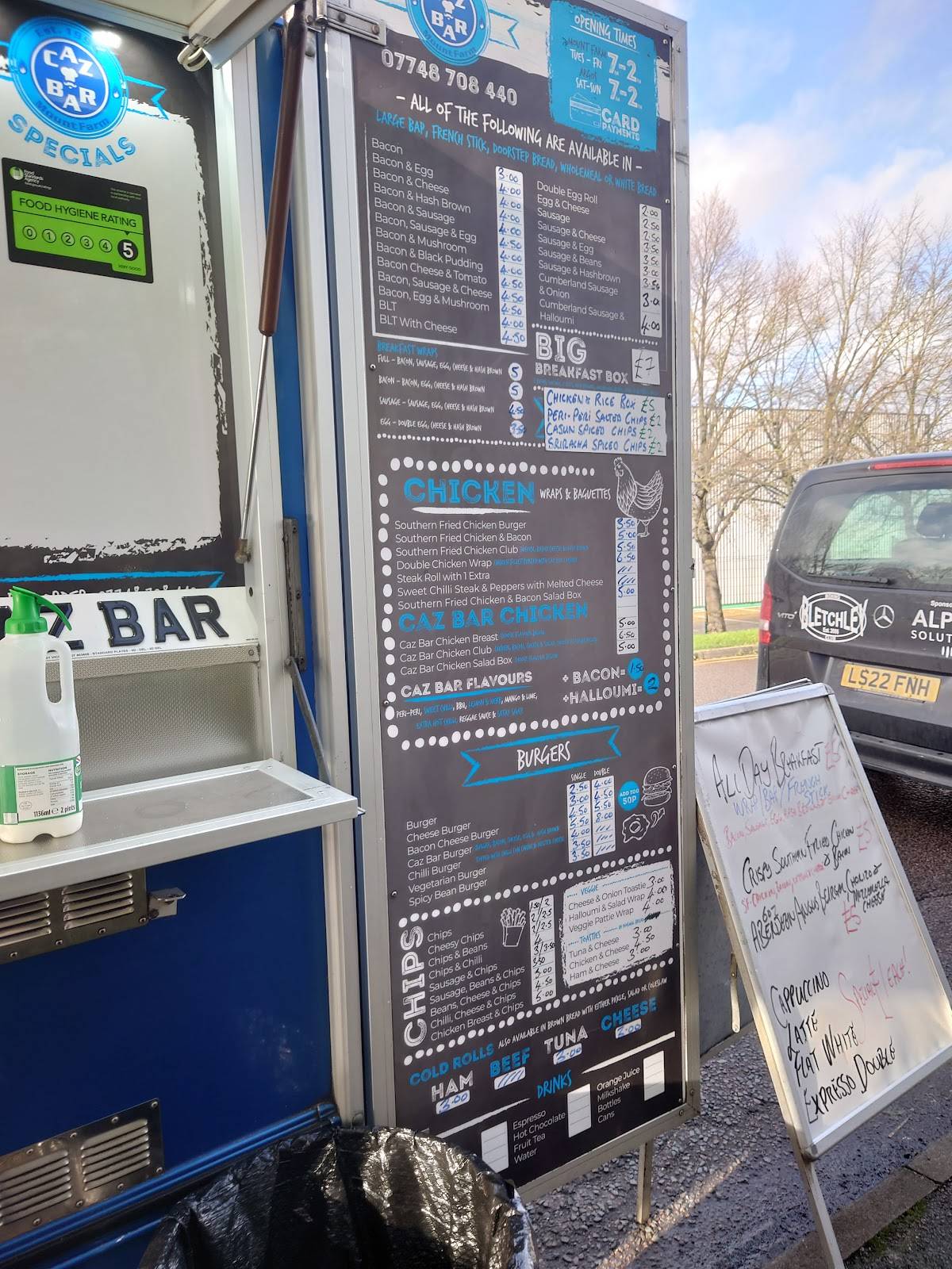 Menu at Caz Bar MK, Milton Keynes