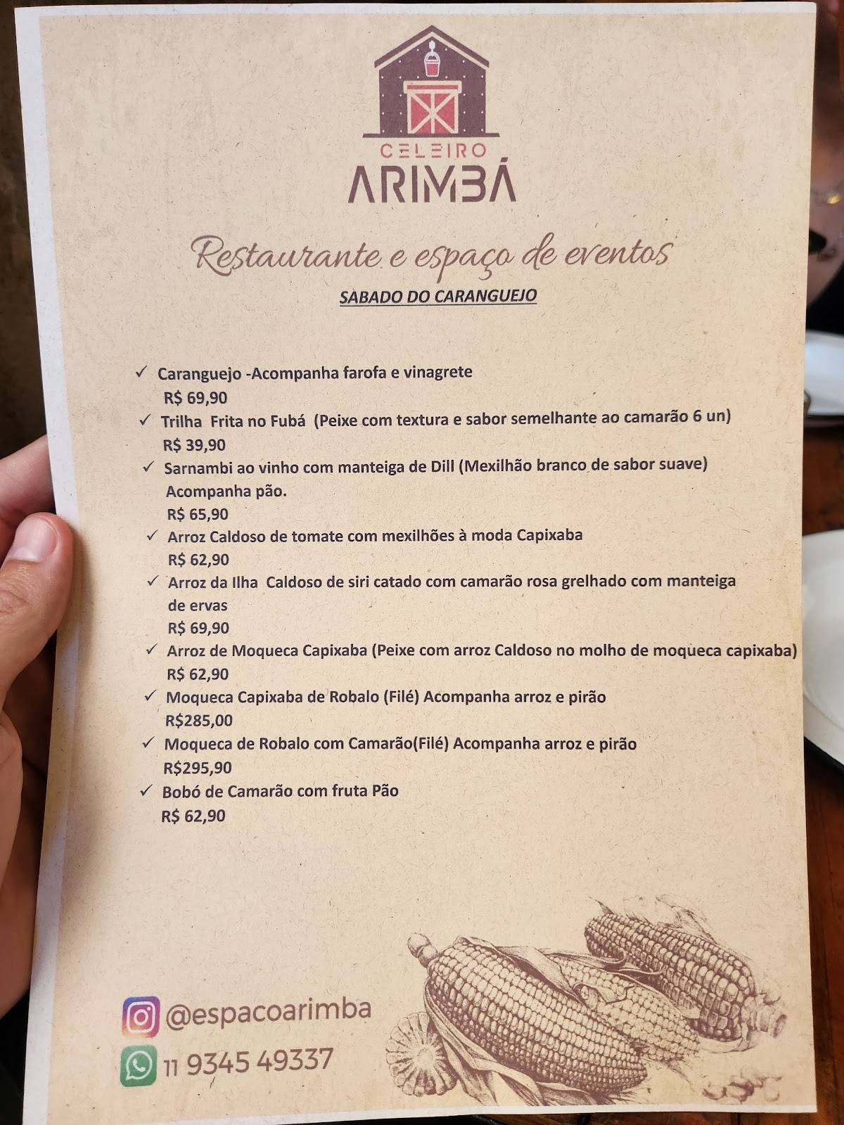 Menu em Arimbá Restaurante, São Paulo, R. Caio Graco