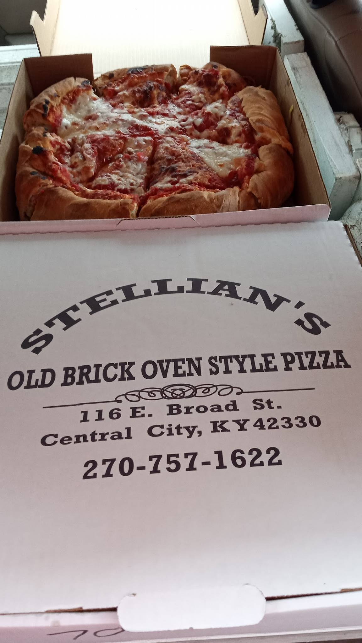 Menu at Stellian's restaurant, Central City