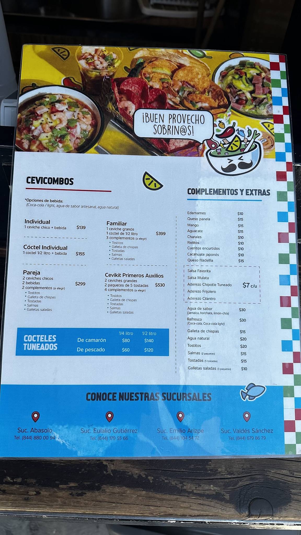Carta del restaurante Cevichero 21 - Sucursal Sarmiento, Saltillo