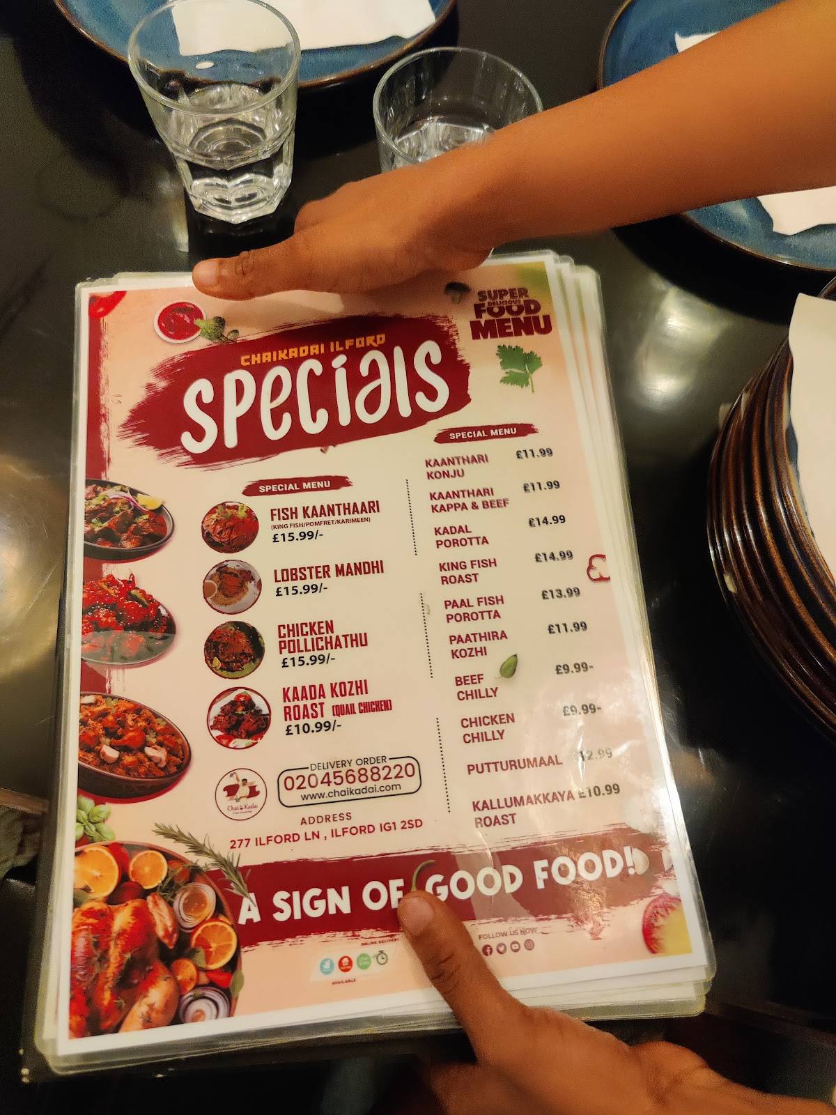 Menu at Chai Kadai restaurant, Ilford