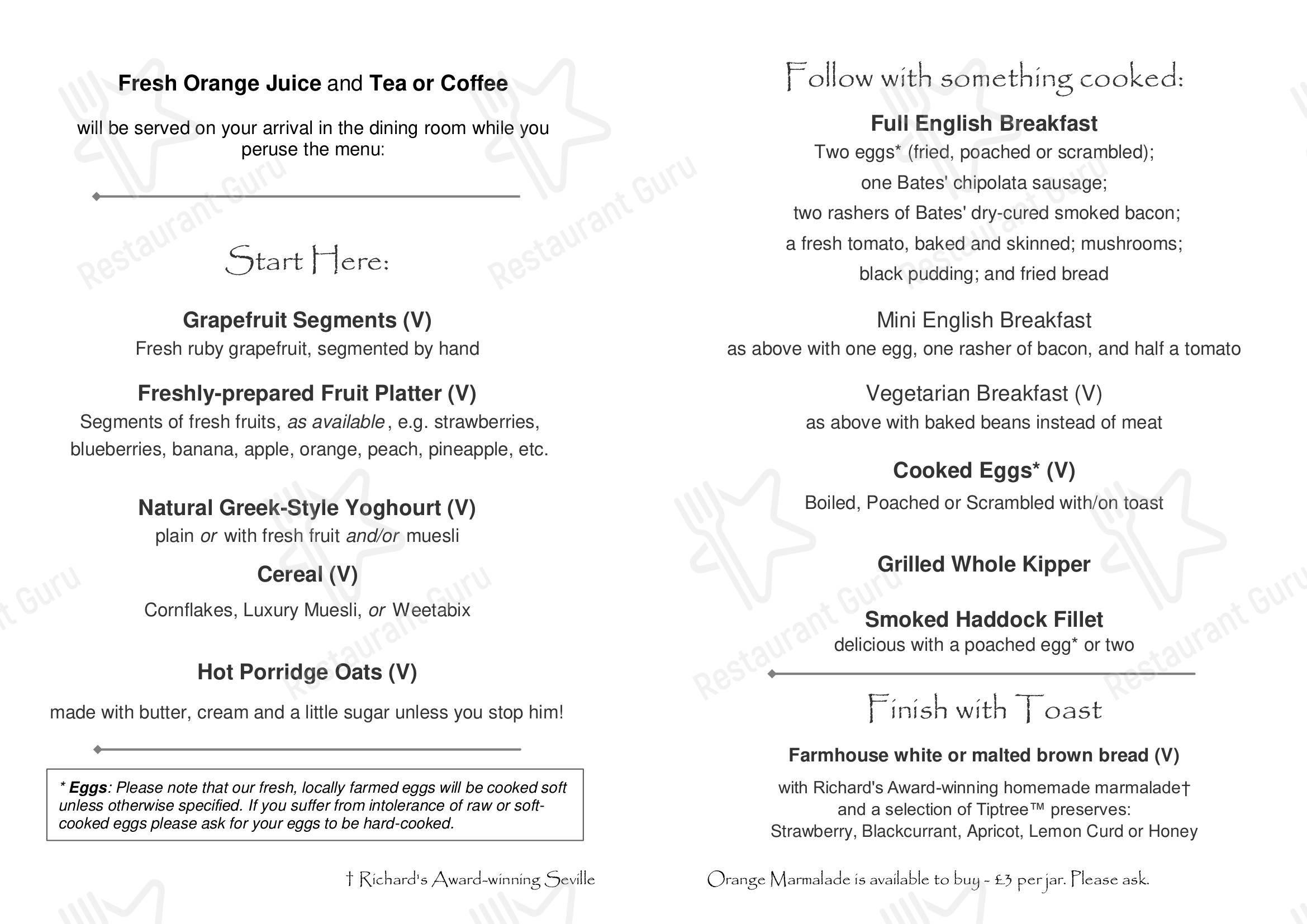 Menu at Chapel House Restaurant with Rooms, Atherstone