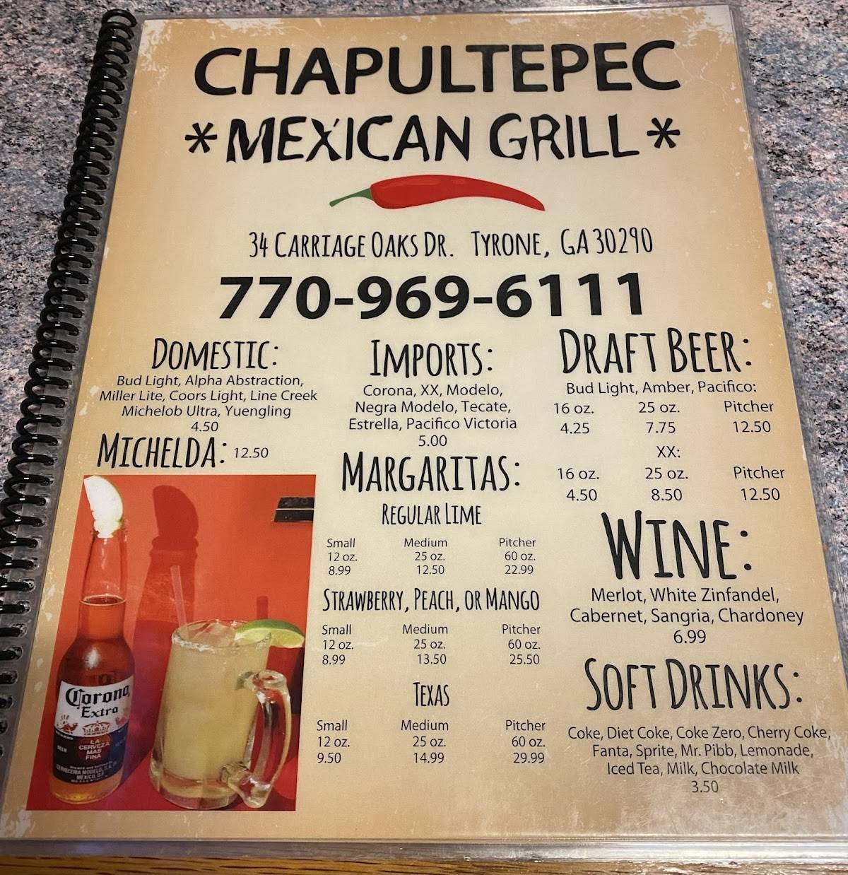 Carta del restaurante Chapultepec Mexican Grill, Tyrone