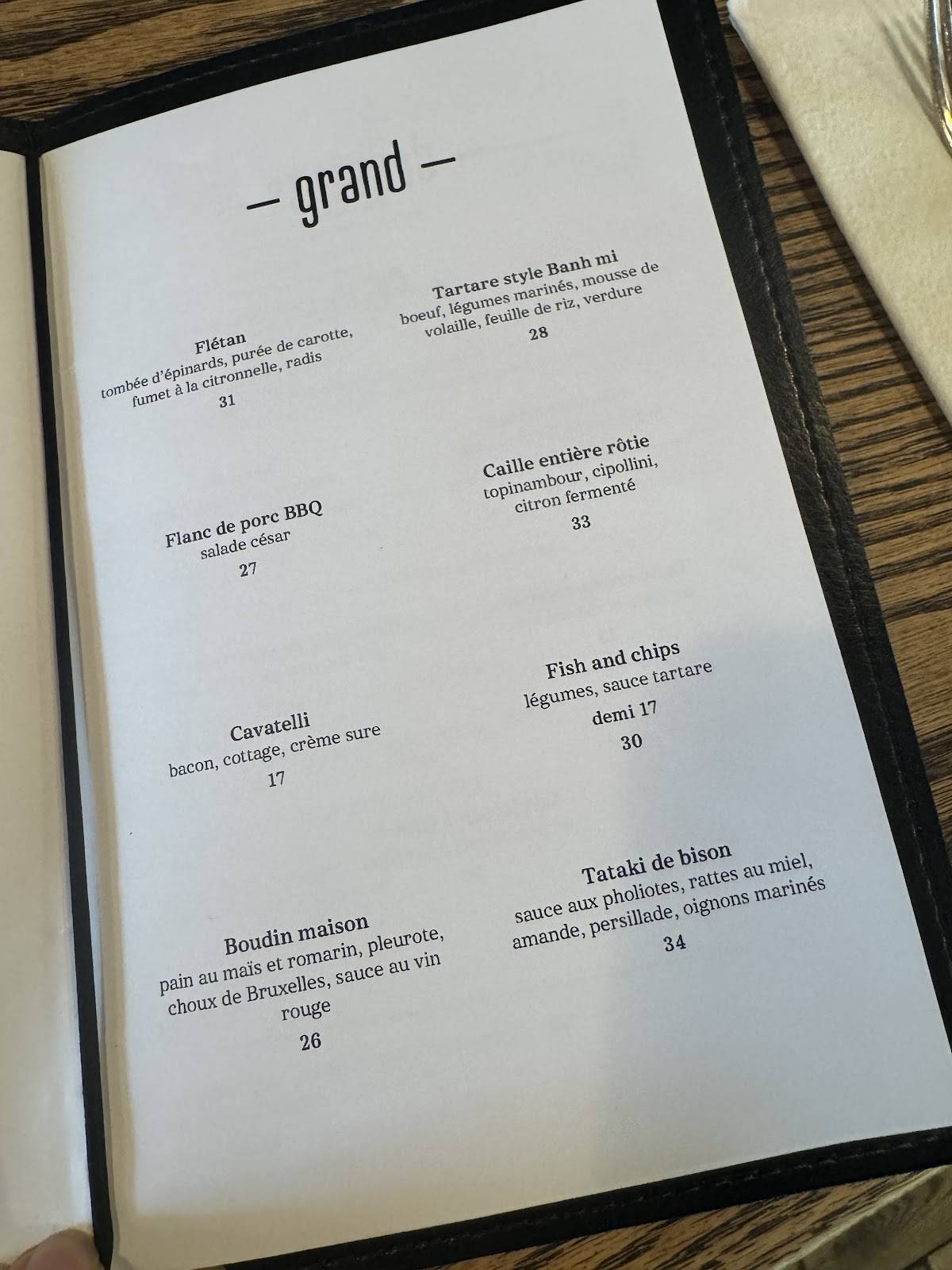 Menu au Chardo - resto & bar à vin, Bromont