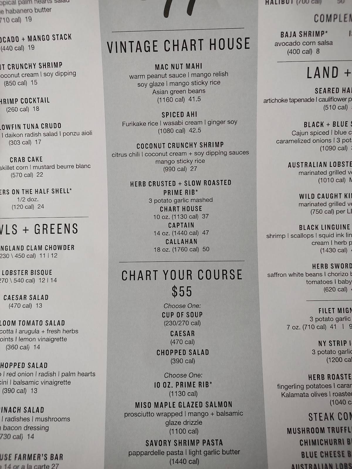 Menu at Chart House steakhouse, Genesee