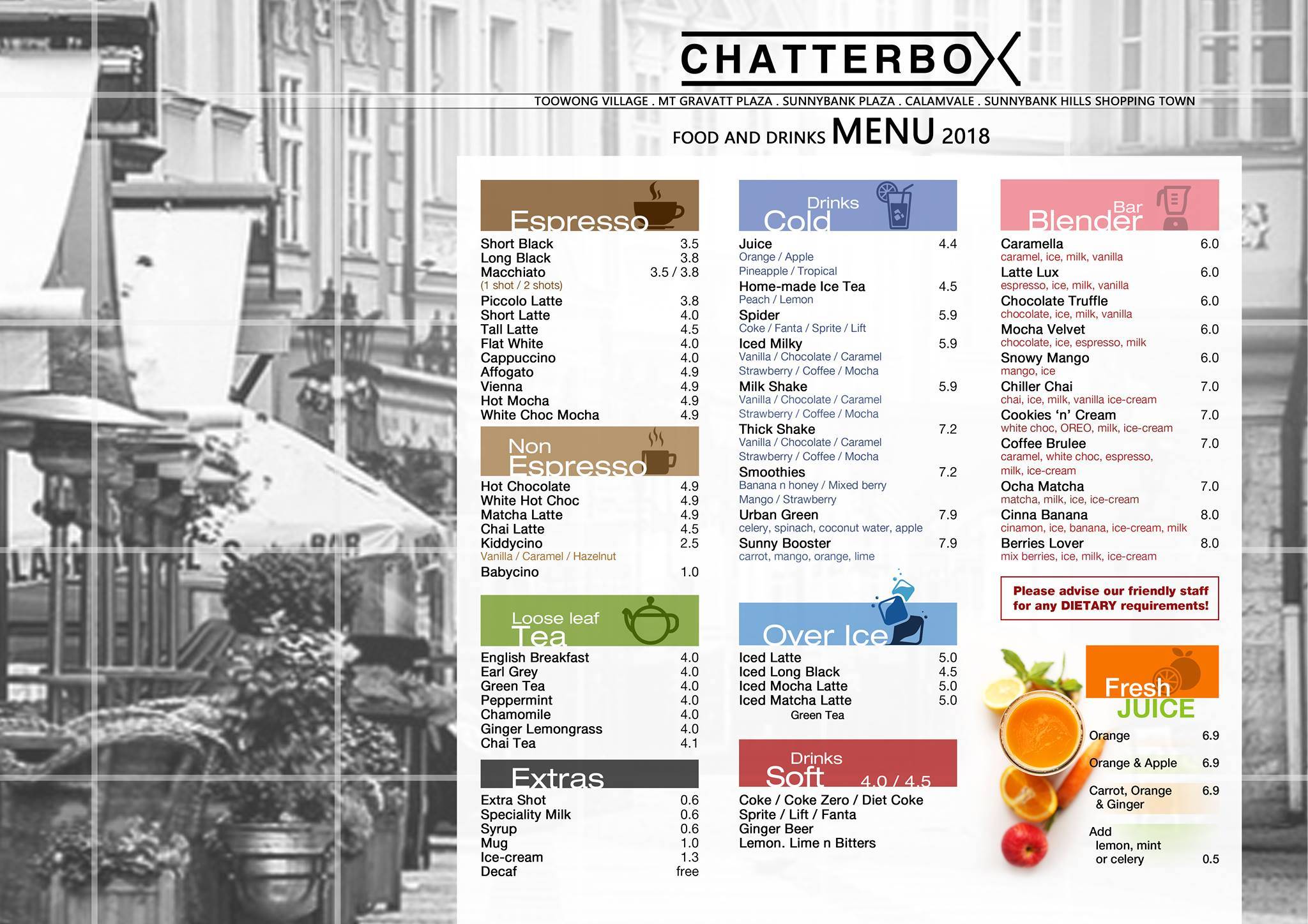 Menu at Chatterbox Cafe Sunnybank Hills, Sunnybank Hills