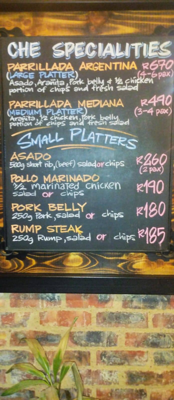 Menu at Che Cantina restaurant, Midrand