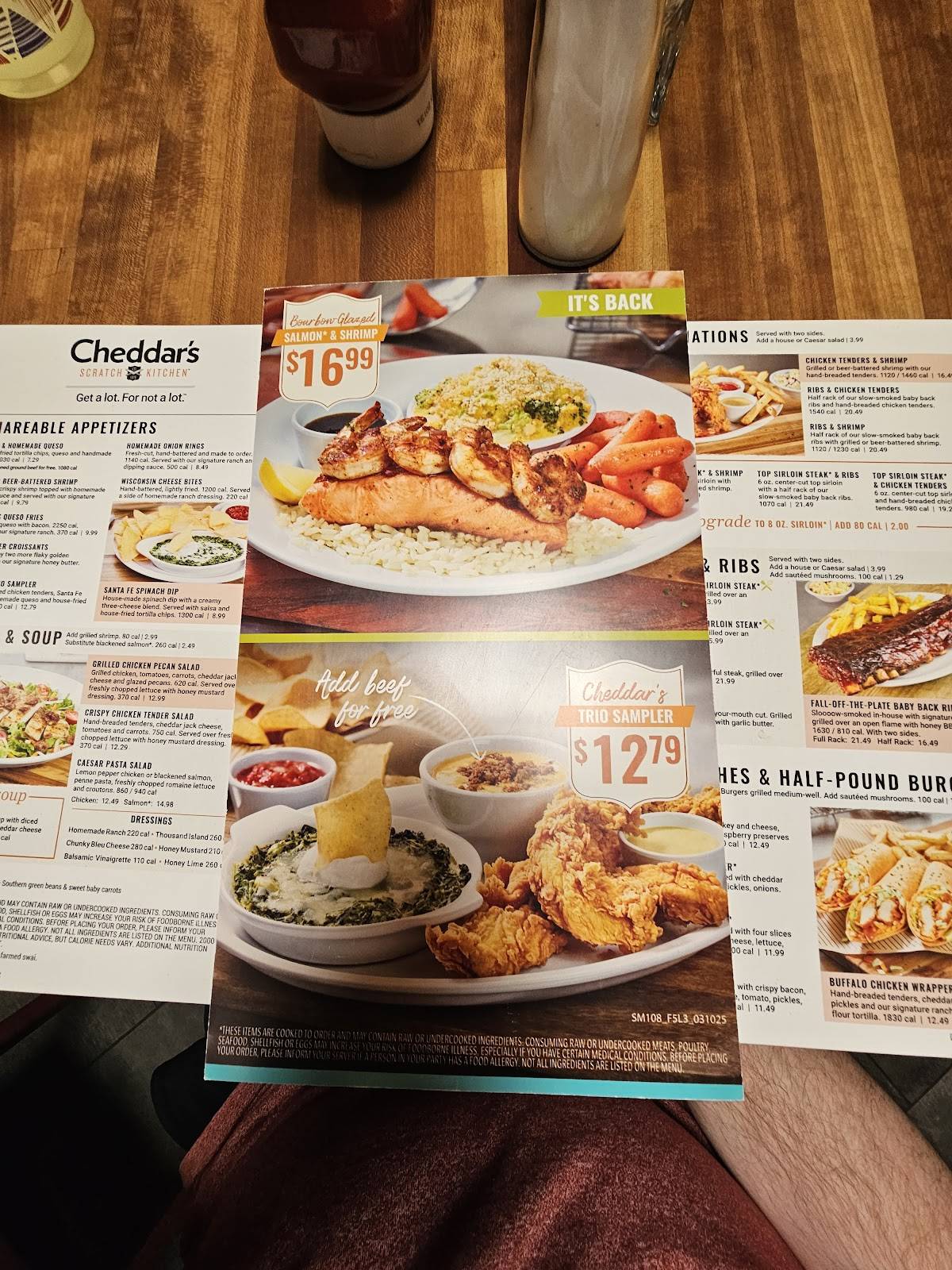 Menu at Cheddar's Scratch Kitchen restaurant, Cookeville