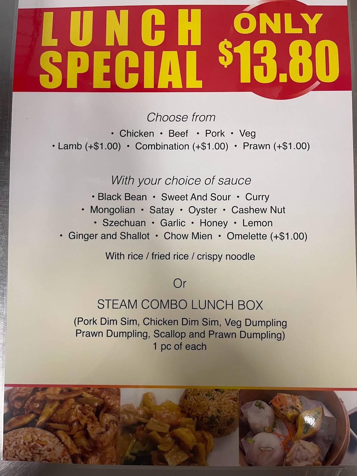 Menu at Chef Tony's Modern Chinese Restaurant, Bomaderry