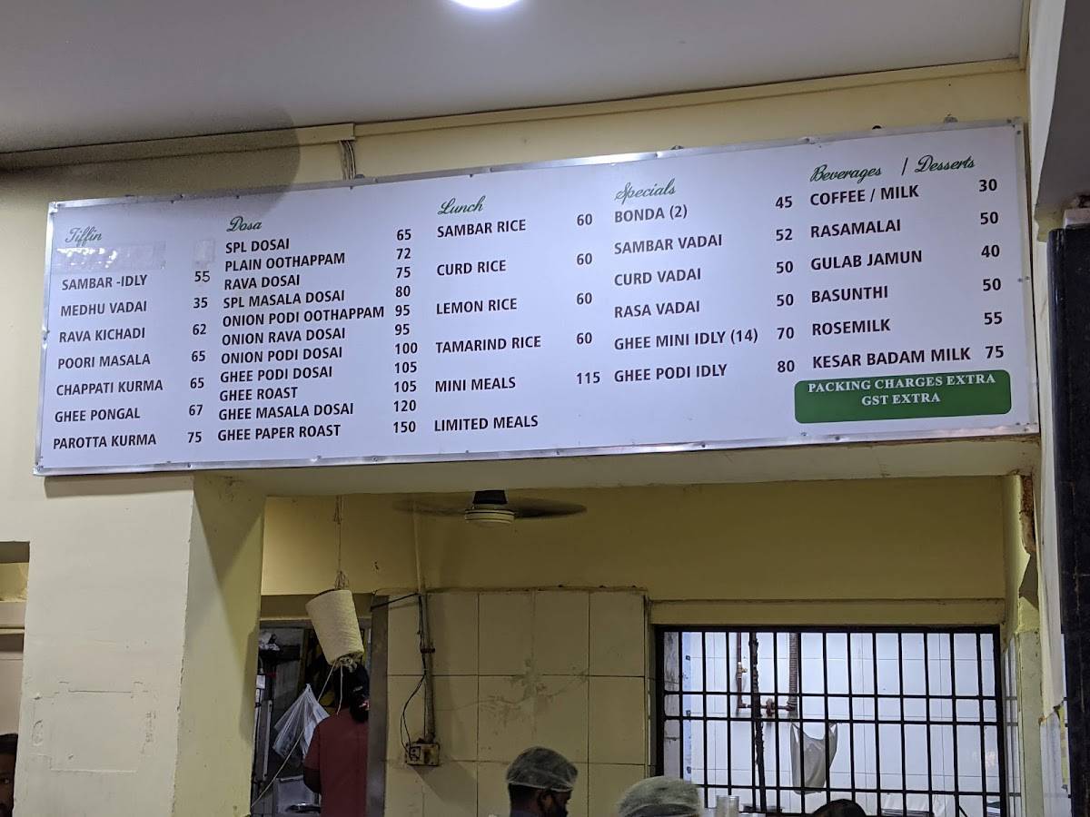 Menu at Ratna Cafe, Chennai, Triplicane High Rd