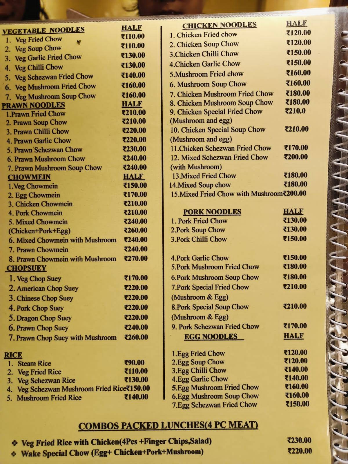 Menu at Chervil Restaurant, Shillong