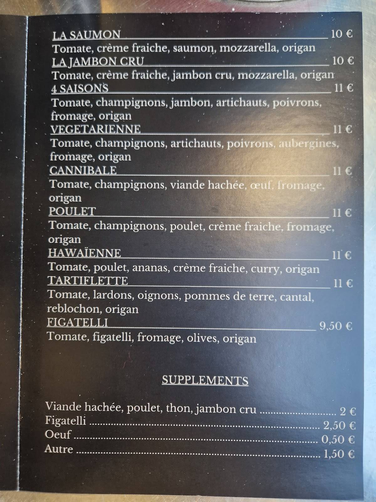 Menu au Chez Cindy & Dominique pizzeria, Nice