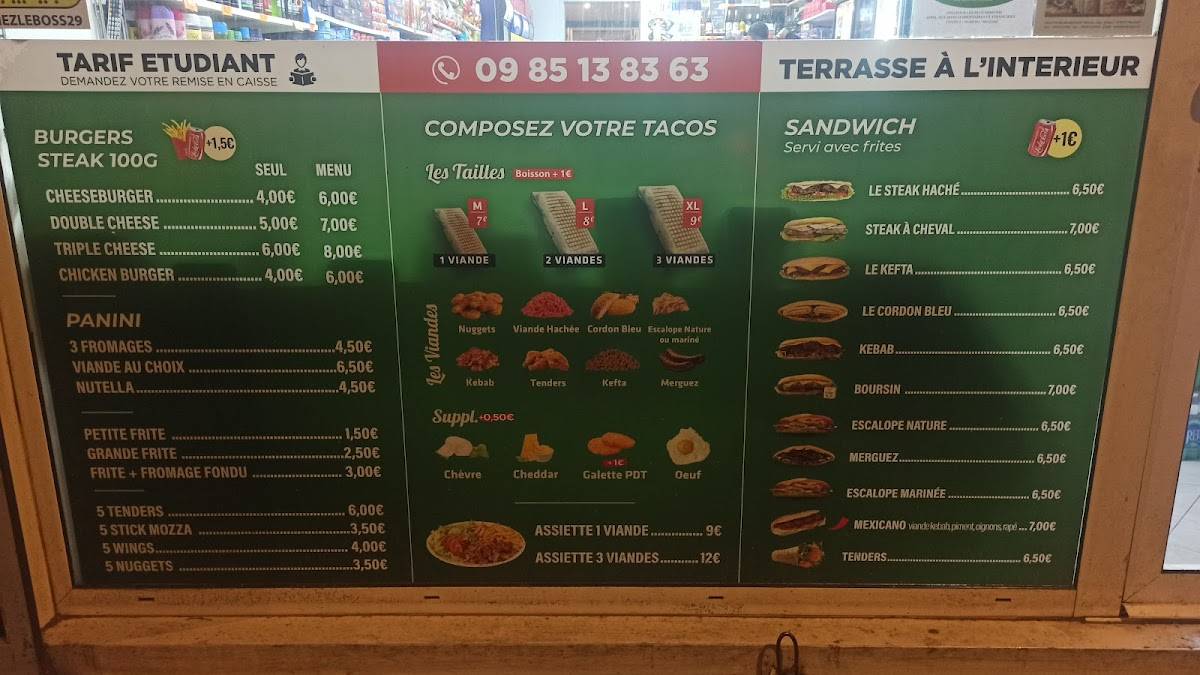 Menu au Chez le boss restaurant, Salon-de-Provence
