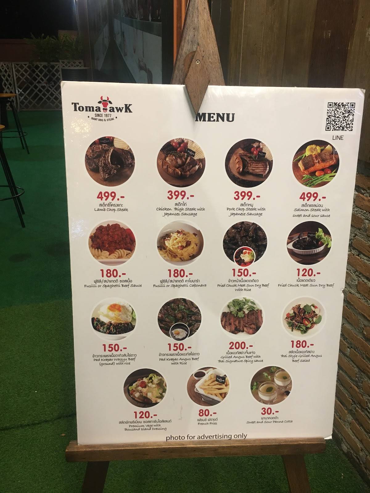 Carta de Tomahawk BBQ & Giant Steak & Butcher Shop, Chiang Mai