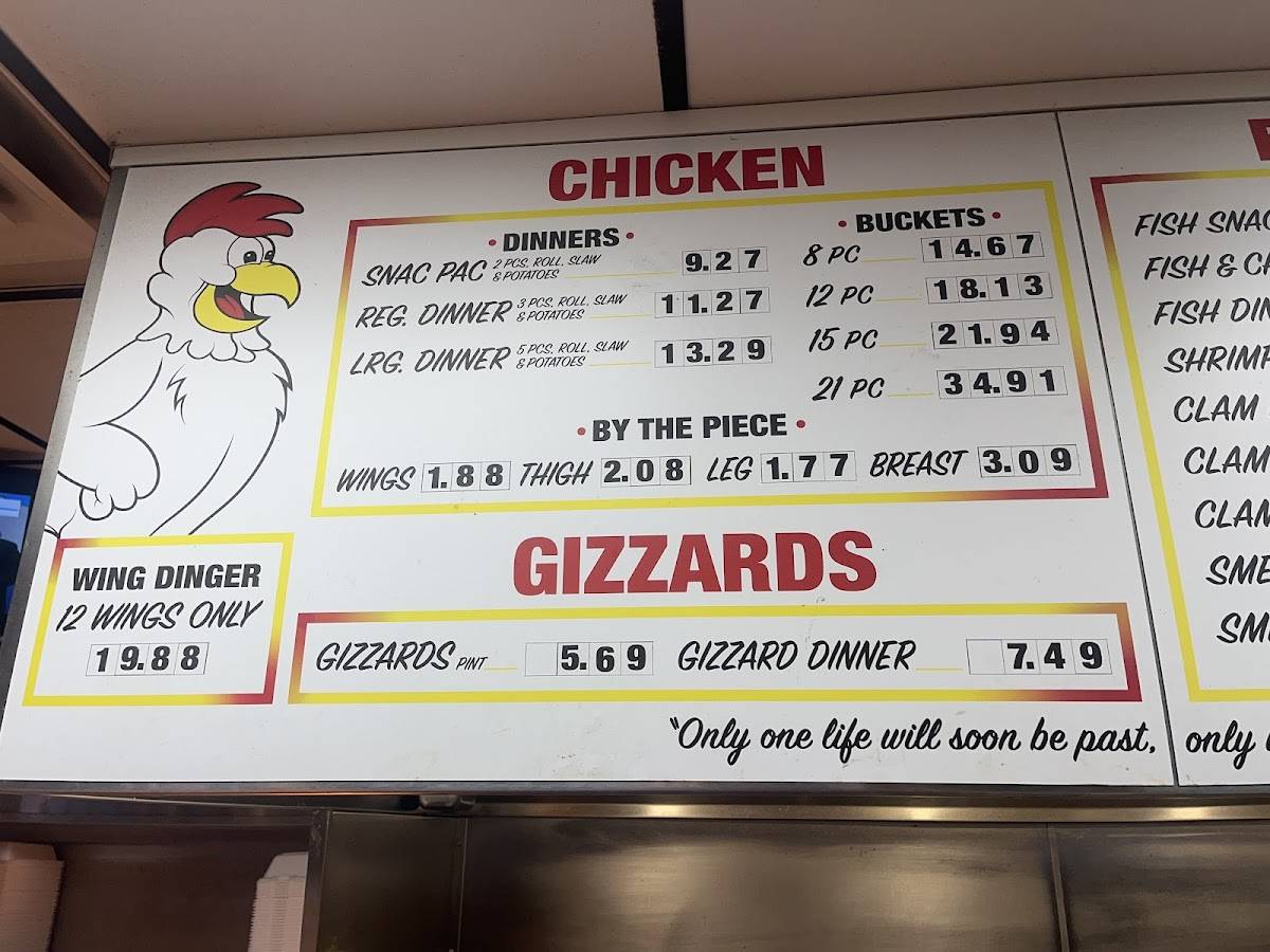 Menu at Chicken Coop restaurant, Muskegon