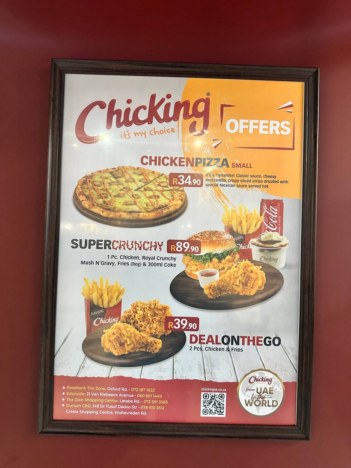 Menu at Chicking Cresta Shopping Centre restaurant, Randburg