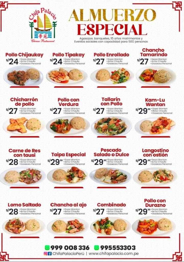 Menu at Chifa Palacio Javier Prado restaurant, Lima, Av. Javier Prado ...